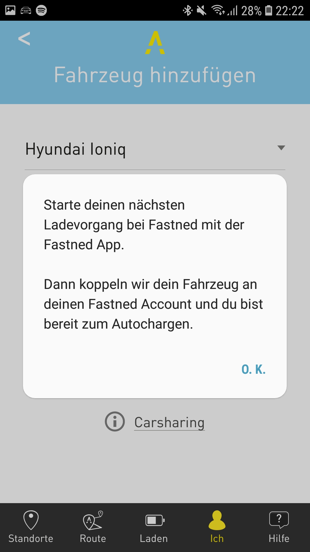 Fastned-App – Aktivierung Autocharge – Generation Strom